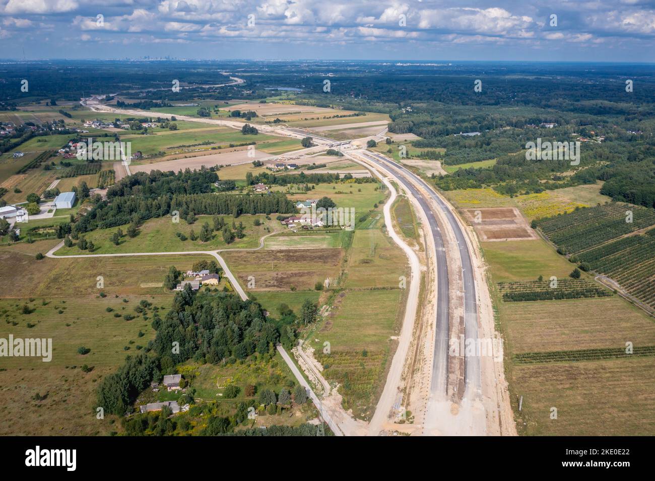 Construction site of S7 major road in Poland, part of European route ...