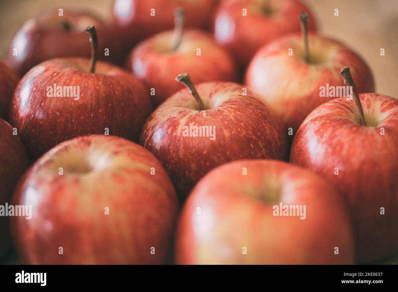 Ripe red apples as background, close up view of fresh and juicy apples ...