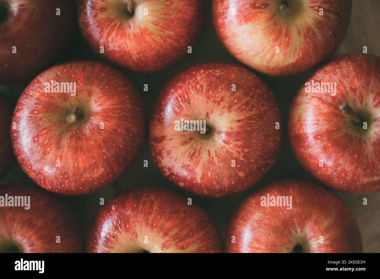 Ripe red apples as background, close up view of fresh and juicy apples ...