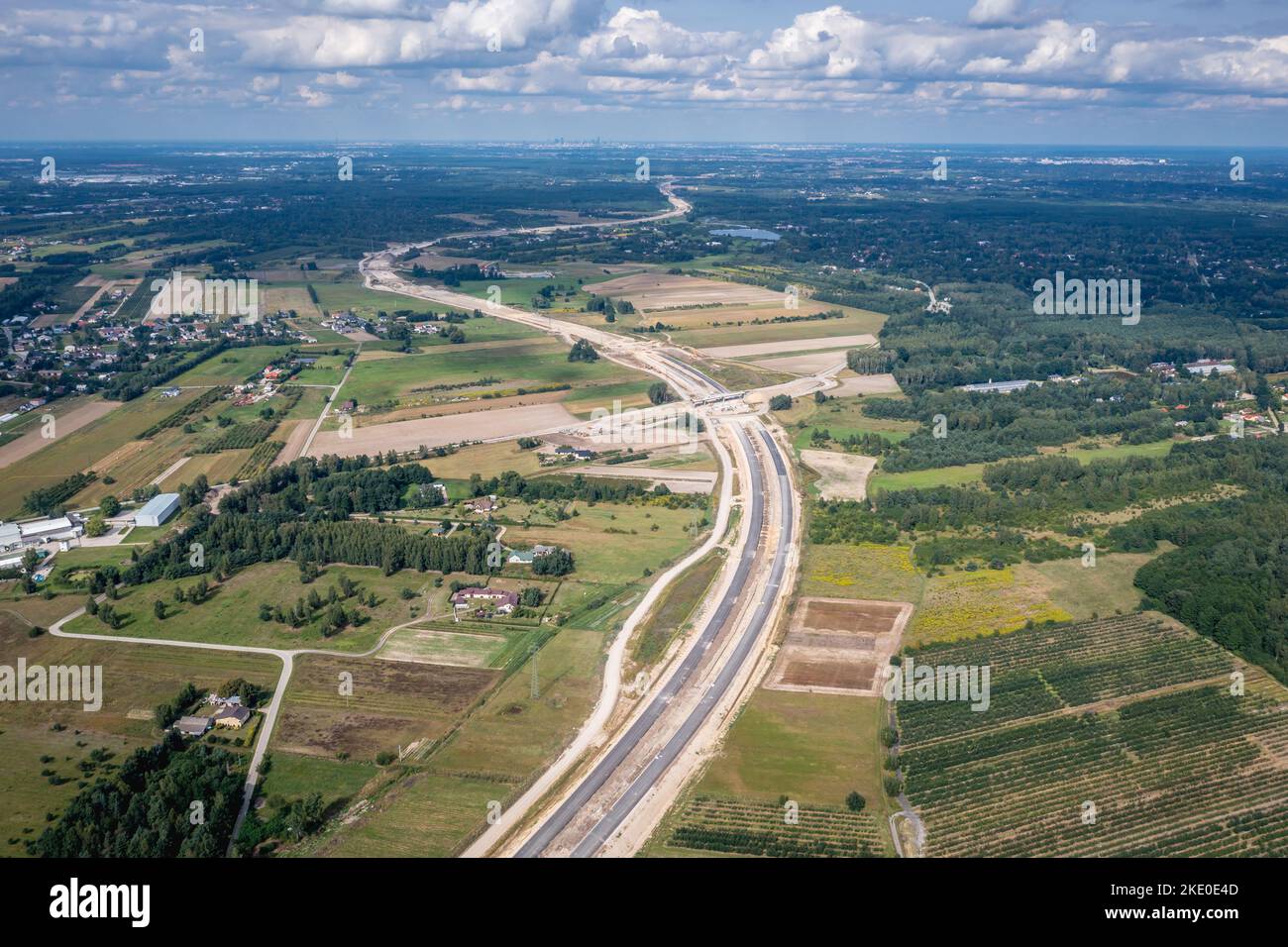 Construction site of S7 major road in Poland, part of European route ...