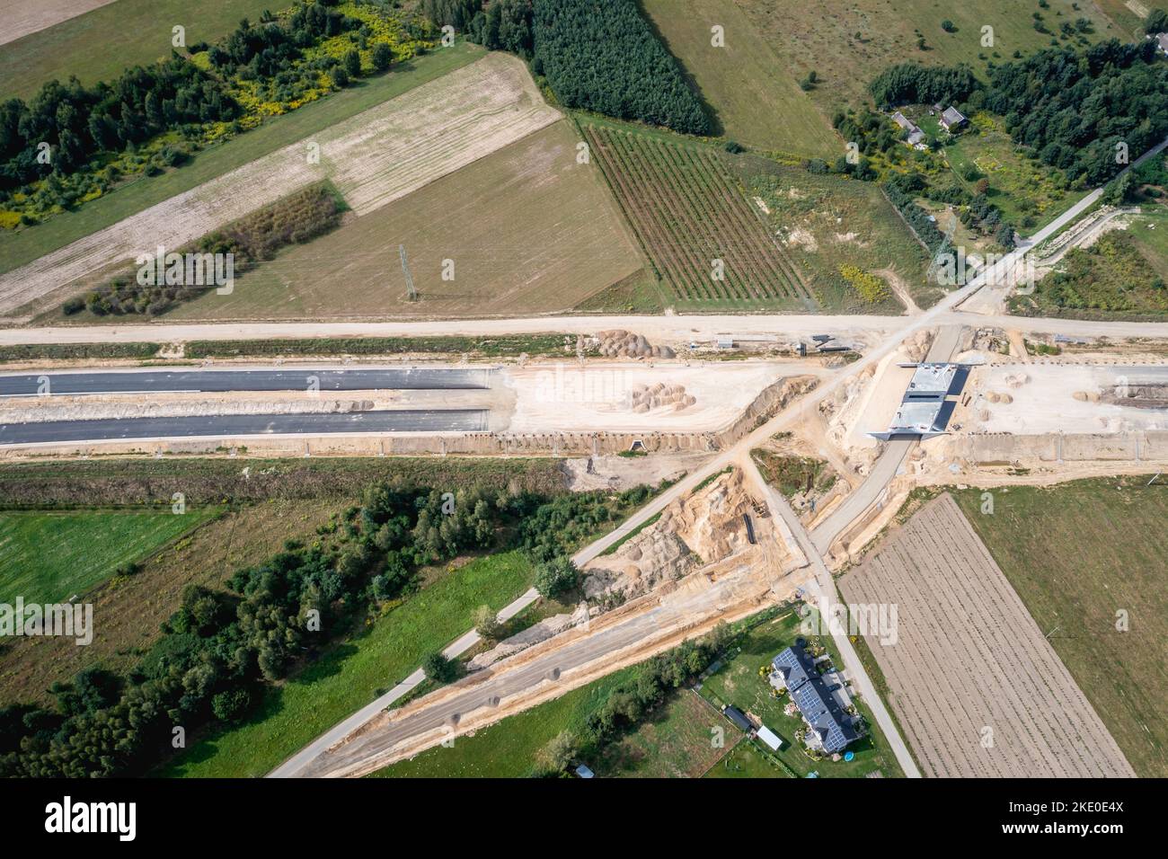 Construction site of S7 major road in Poland, part of European route ...
