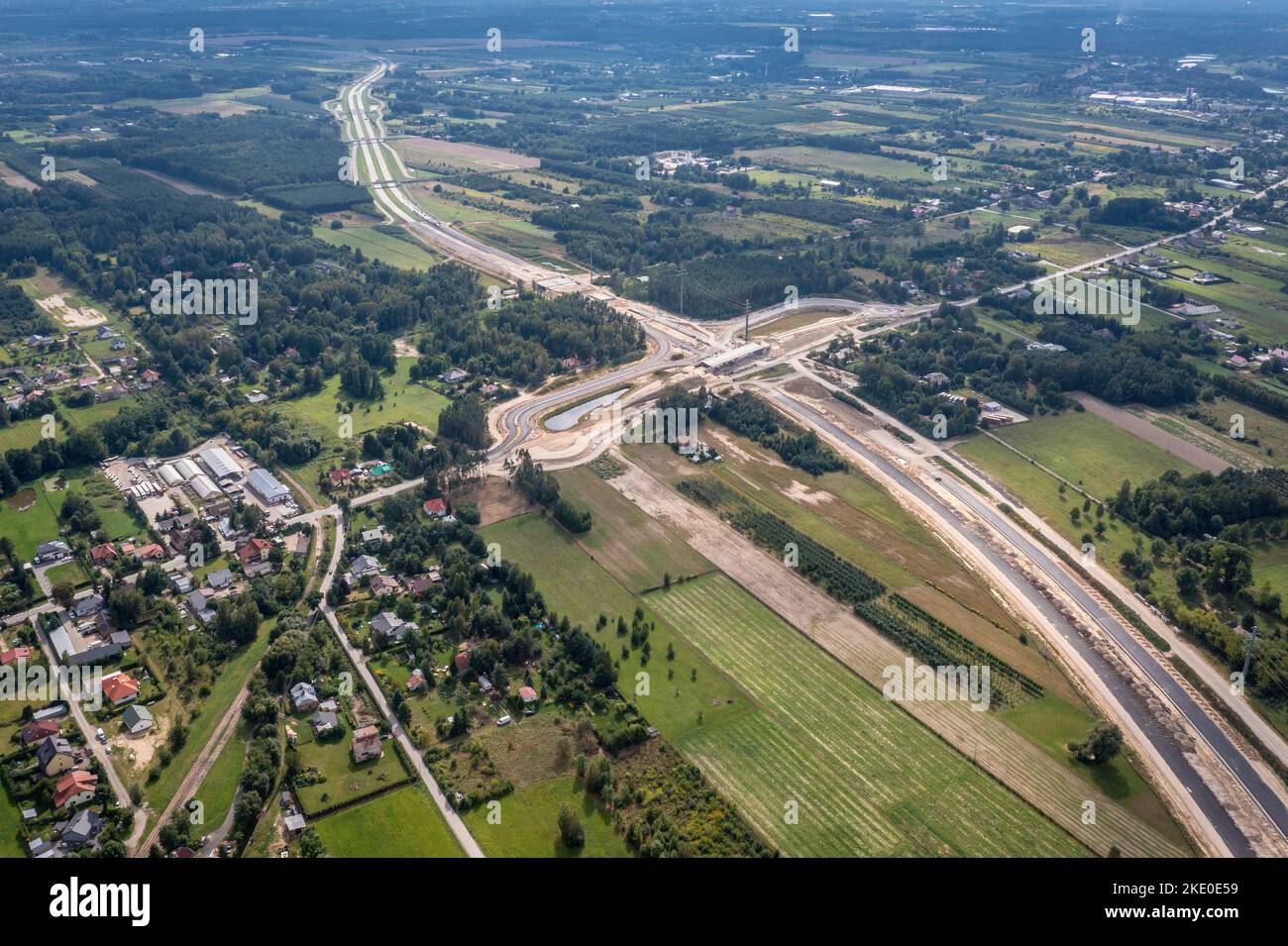 Construction site of S7 major road in Poland, part of European route ...