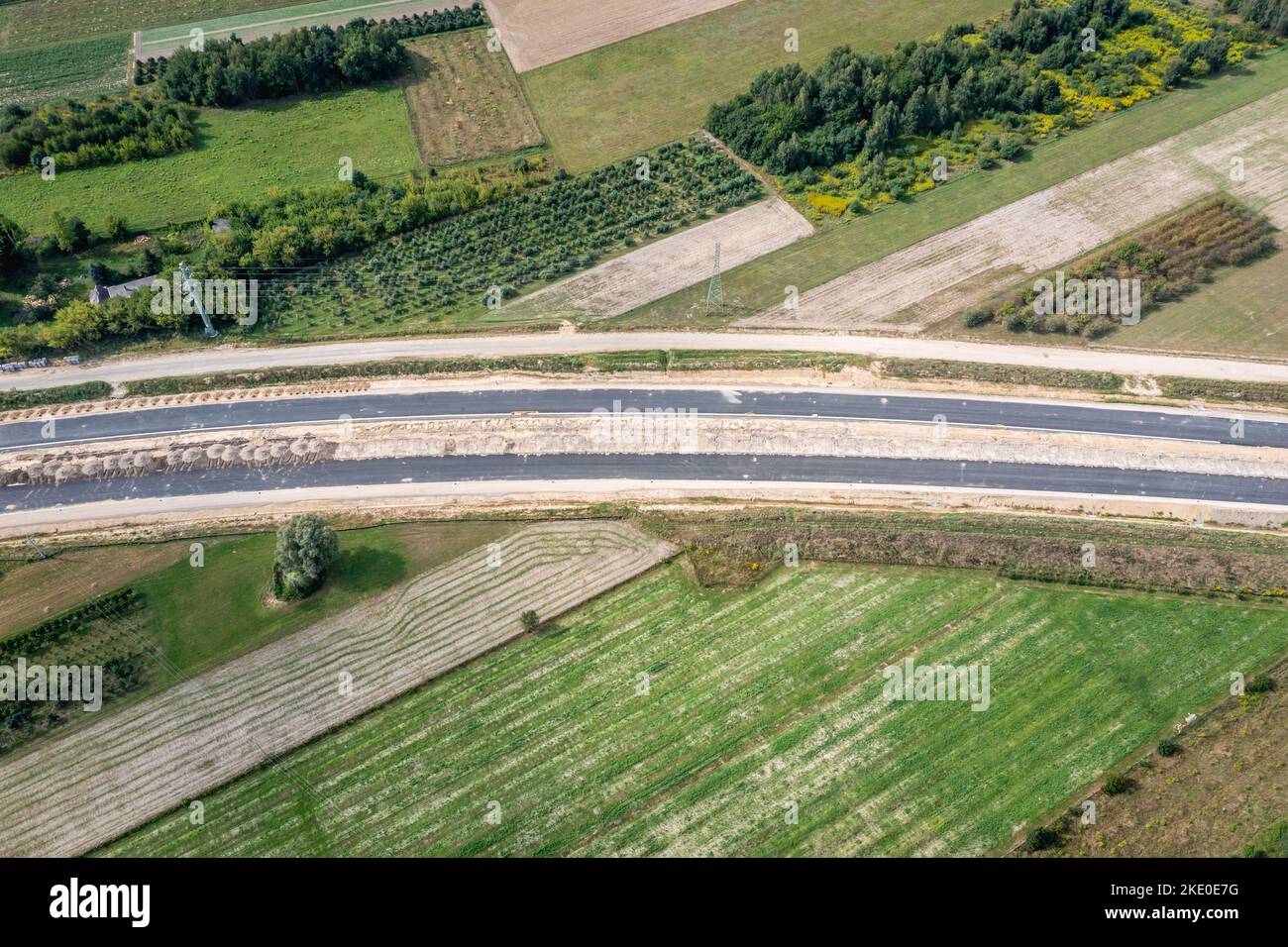 Construction site of S7 major road in Poland, part of European route ...