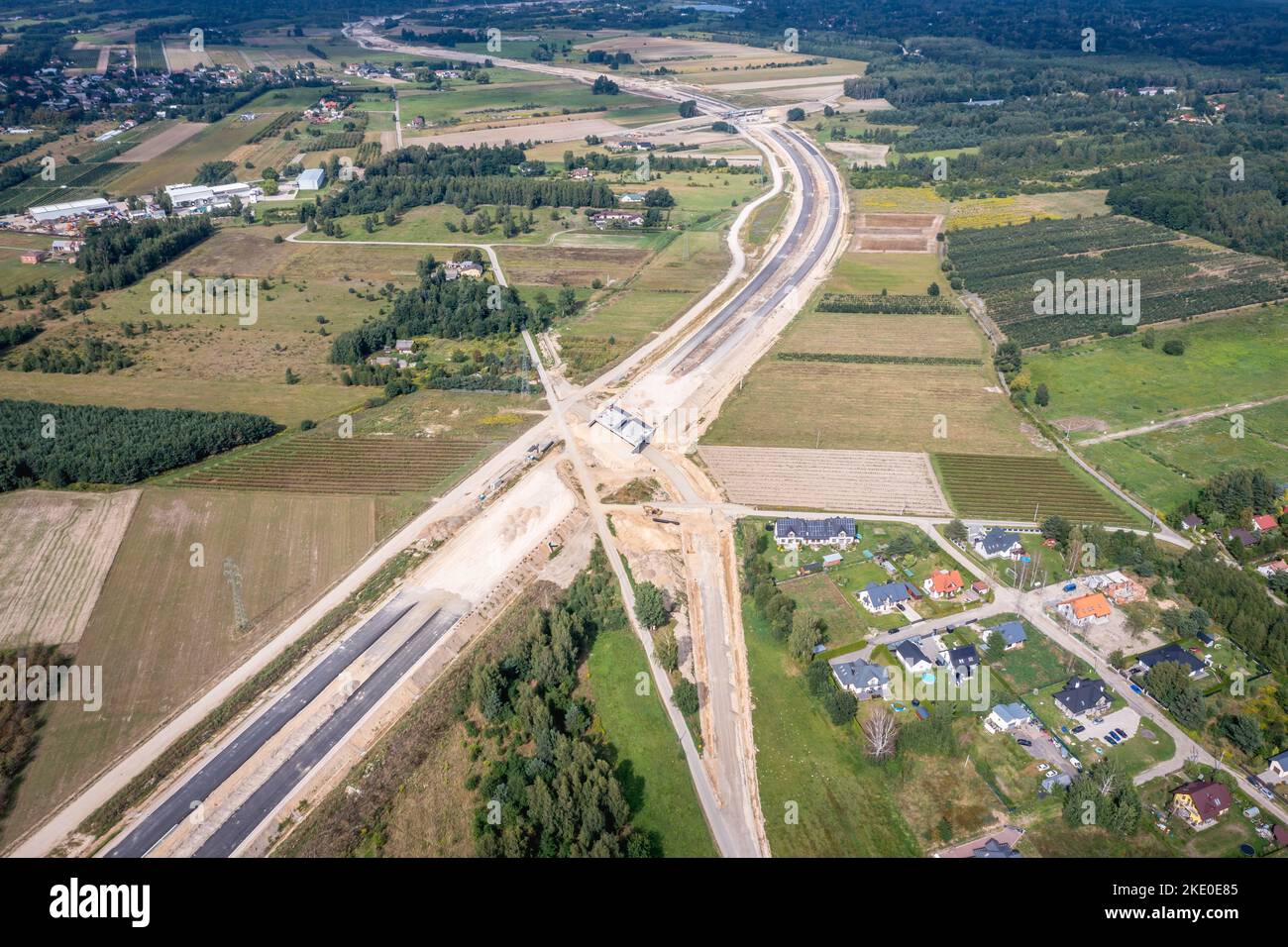 Construction site of S7 major road in Poland, part of European route ...