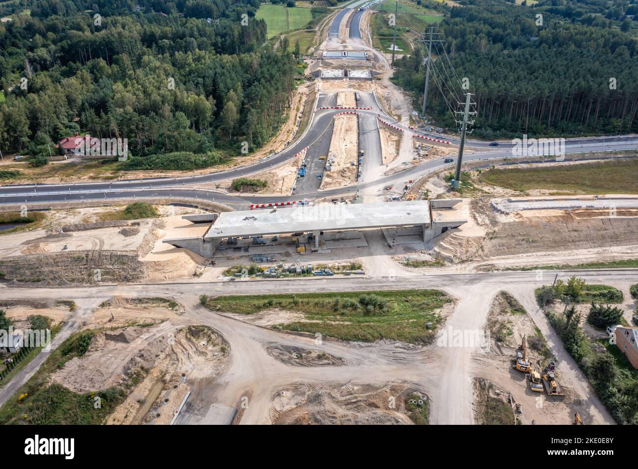 Construction site of S7 major road in Poland, part of European route ...