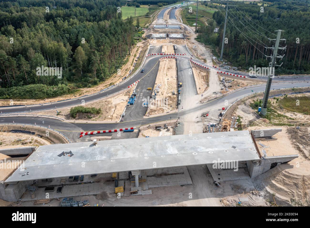Construction site of S7 major road in Poland, part of European route ...