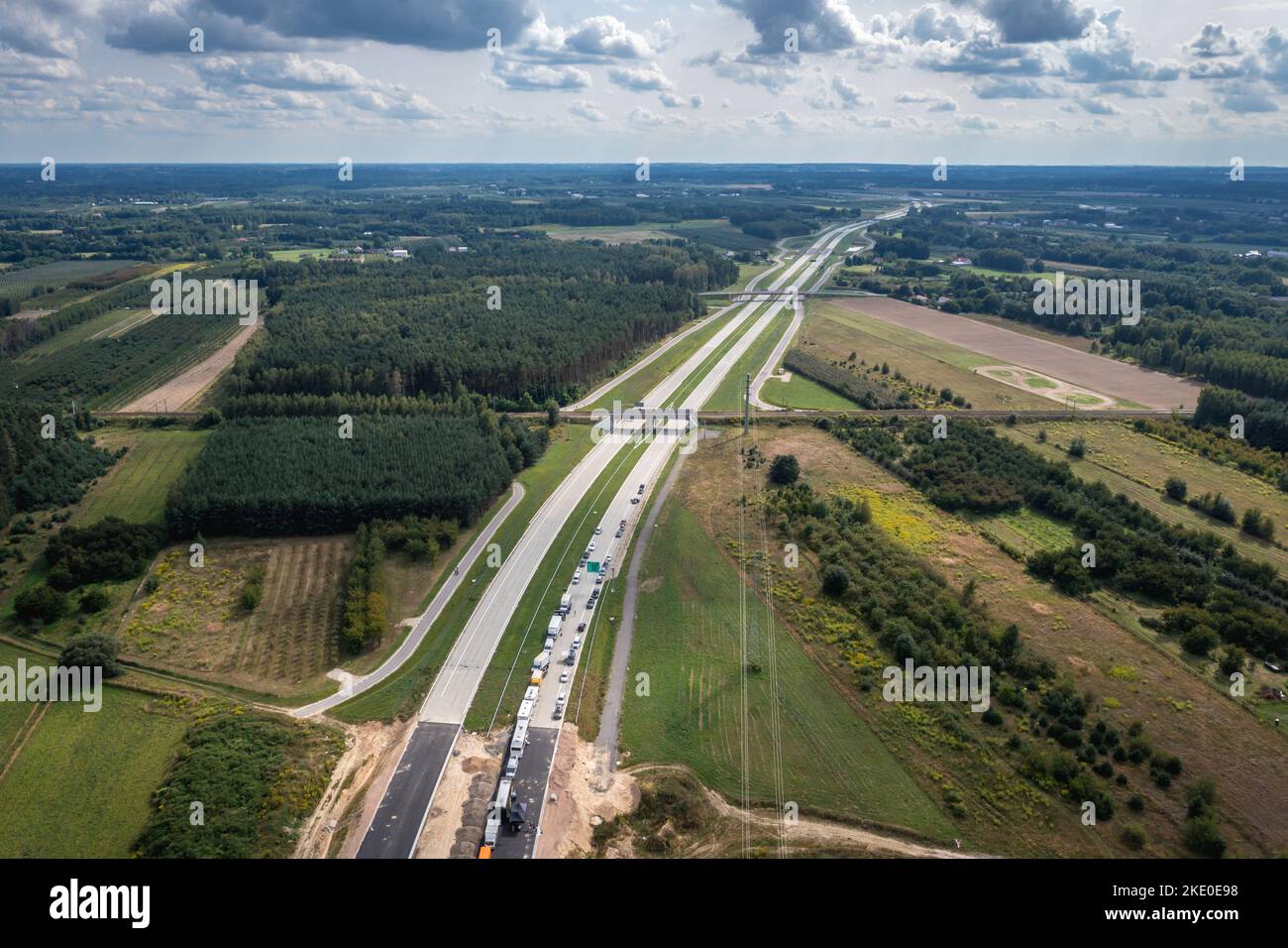 Construction site of S7 major road in Poland, part of European route ...