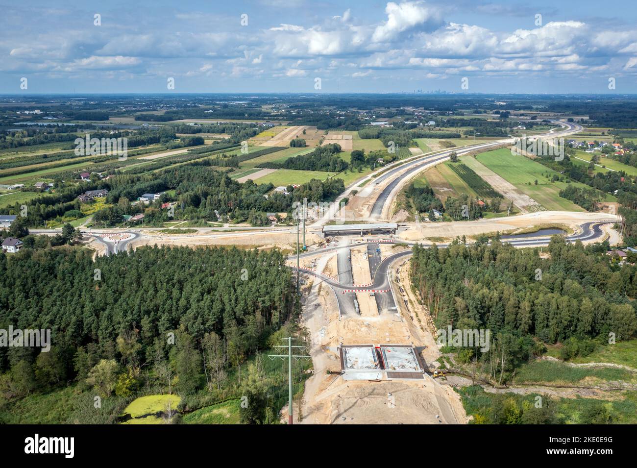 Construction site of S7 major road in Poland, part of European route ...