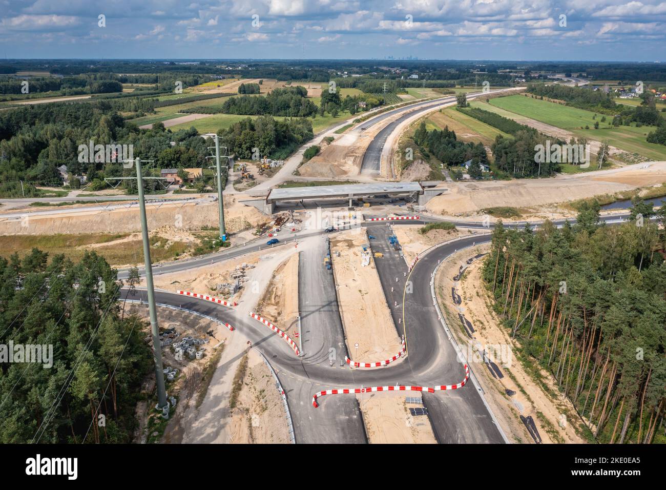 Construction site of S7 major road in Poland, part of European route ...