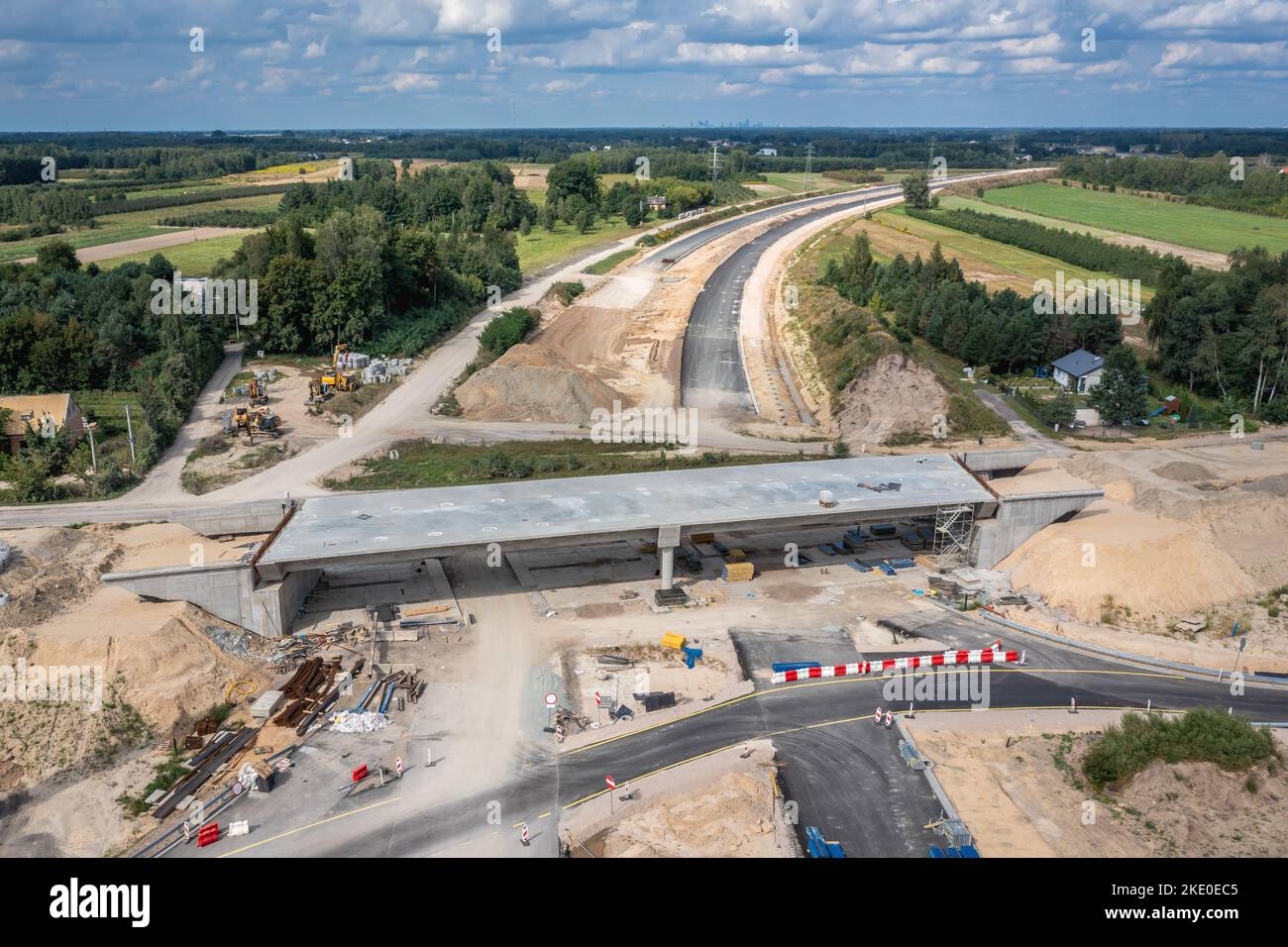 Construction site of S7 major road in Poland, part of European route ...