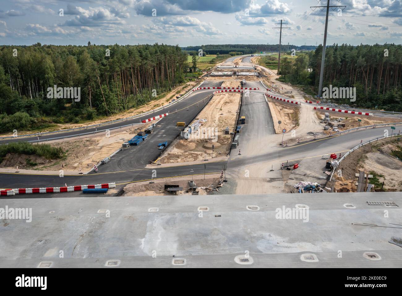 Construction site of S7 major road in Poland, part of European route ...