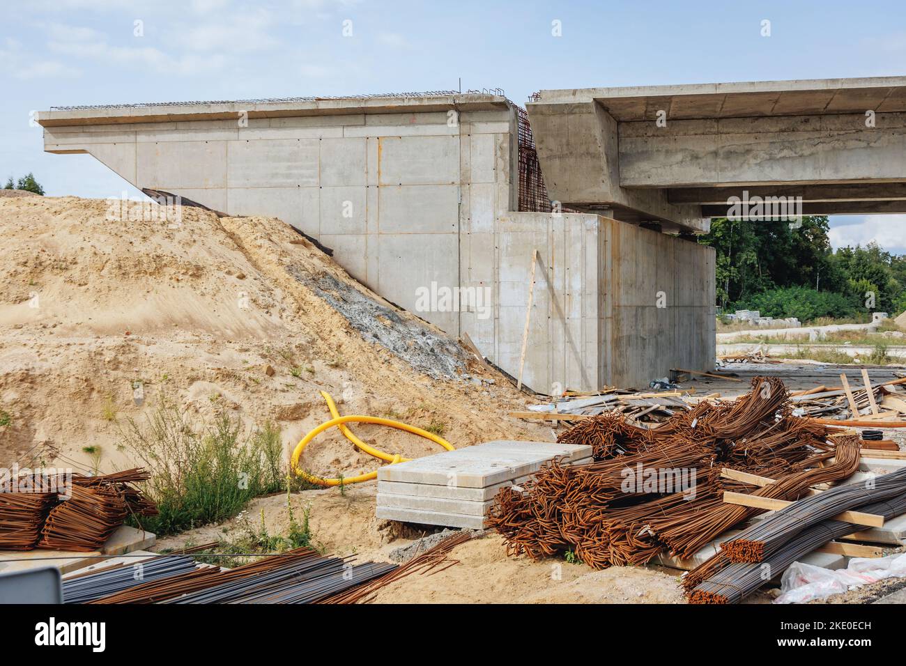 Construction site of S7 major road in Poland, part of European route ...