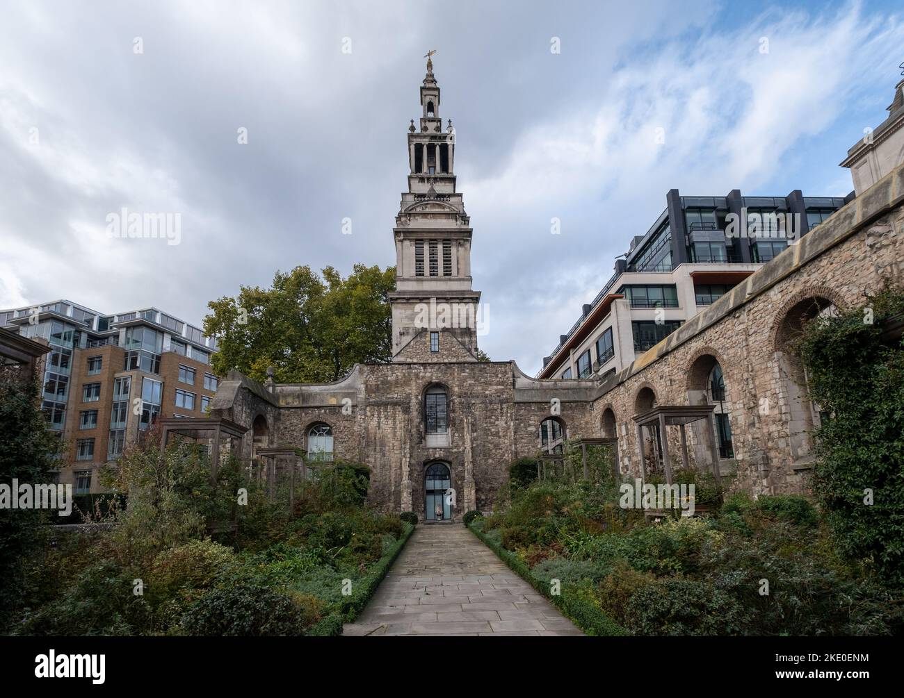 The historic Christchurch Greyfriars church in London with the clear ...