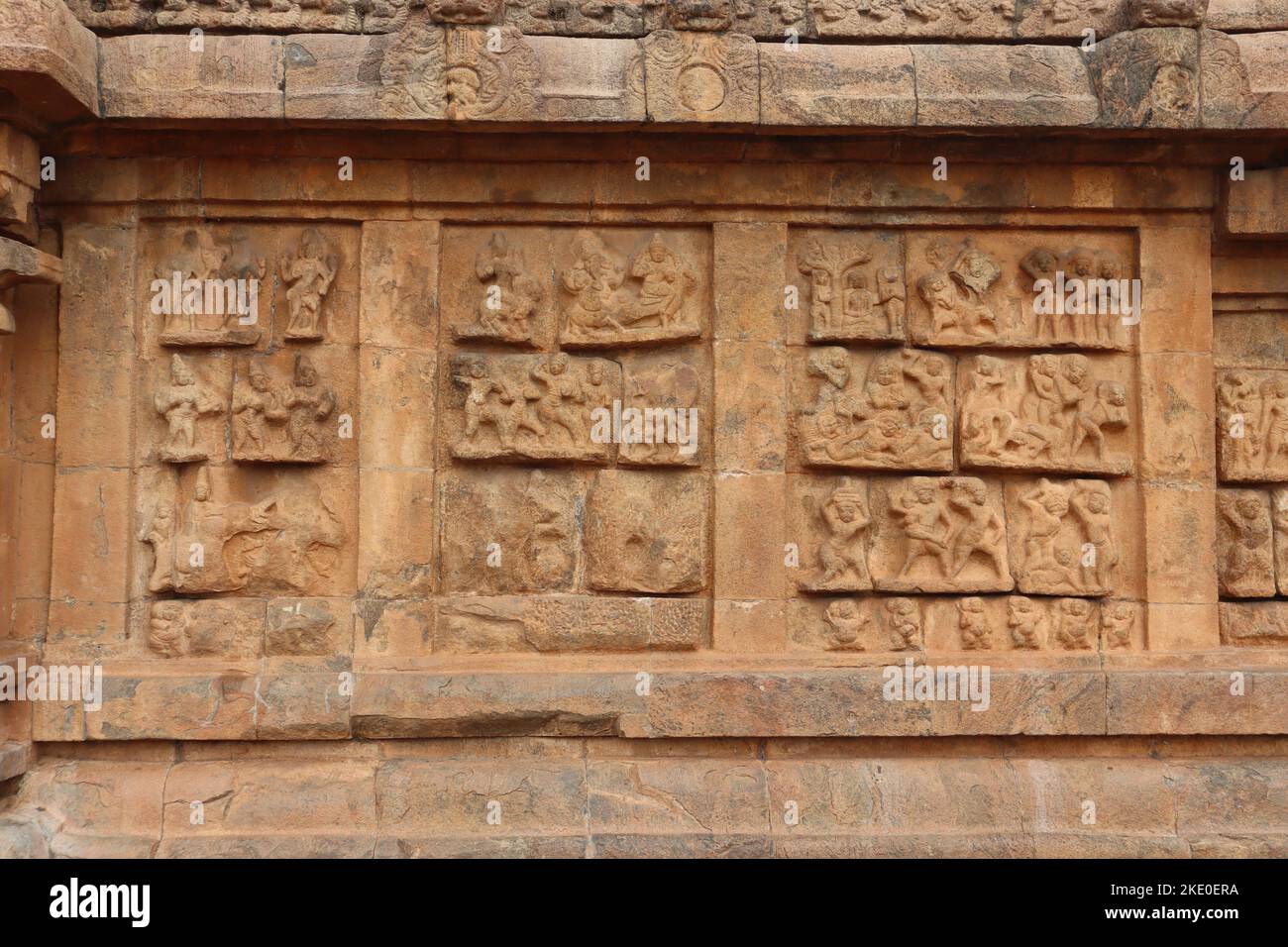 Thanjavur, Tamil Nadu, India - October 31, 2022: A stone wall with a ...