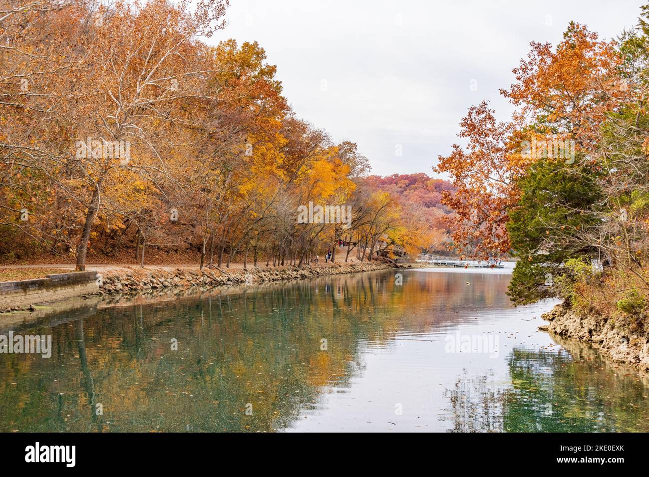 Overcast view of the fall color of Ha Ha Tonka State Park at Missouri ...