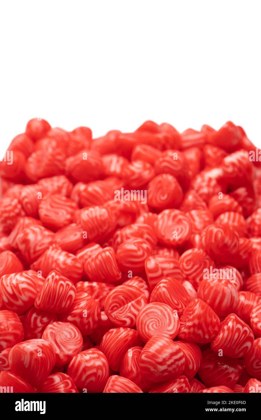 Red round tasty gummy candies islolated on a white background Stock ...
