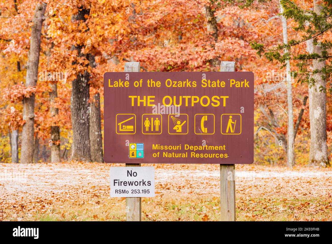 Missouri, OCT 29 2022 - Close up shot of the sign of the outpost of ...