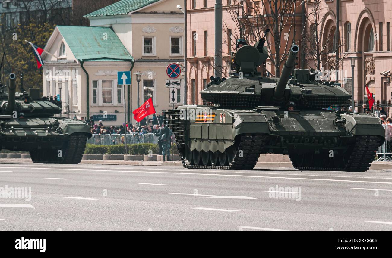 Russian Army Tanks on the streets of Moscow, during the 2022 victory ...