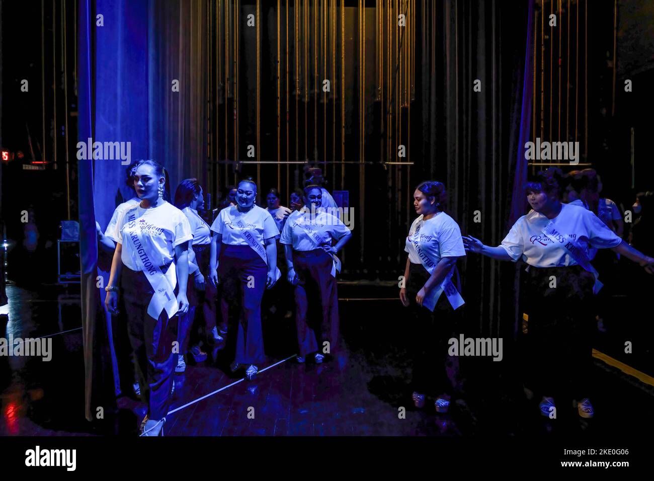 Contestants in Miss Plus Size Thailand line up to walk on stage during ...