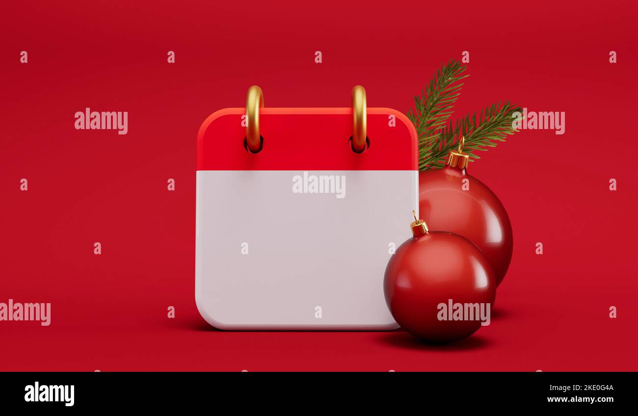 Festive blank calendar page. Advent calendar with holiday decorations ...