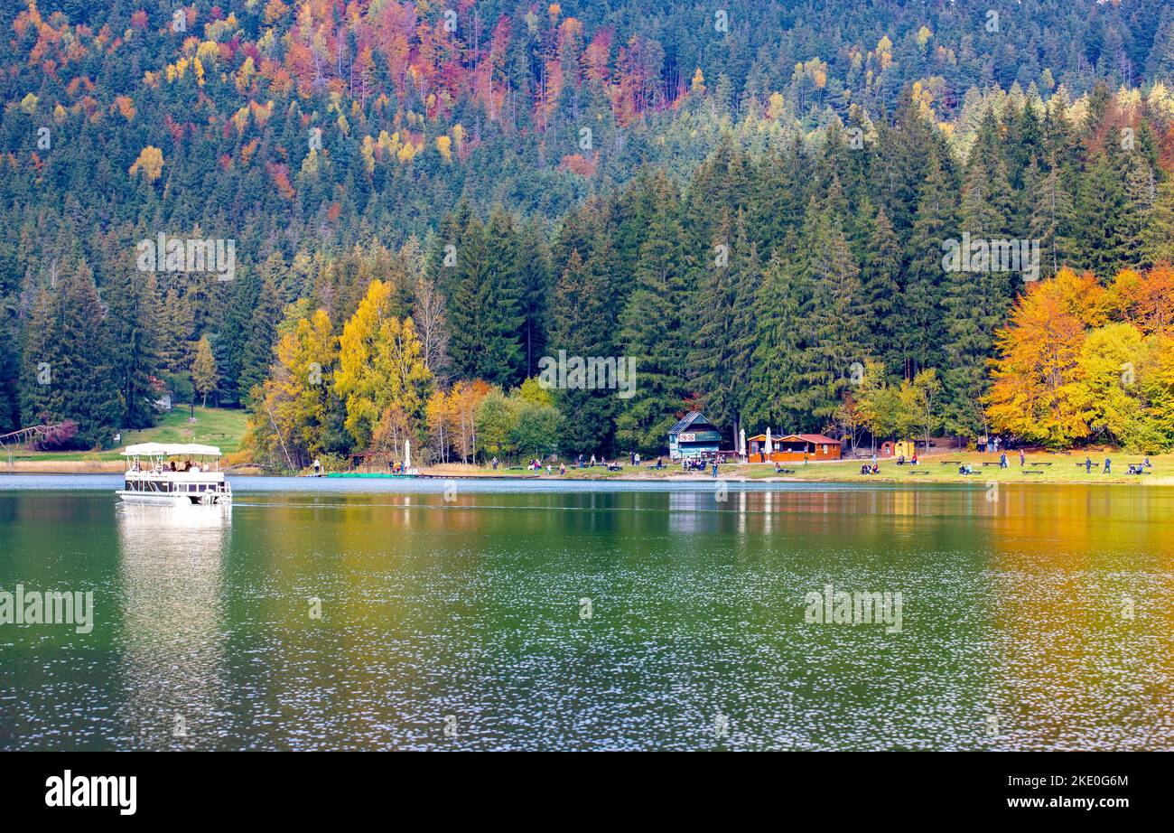 Landscape of St. Ana lake - Romania in autumn, saint Anne Stock Photo ...