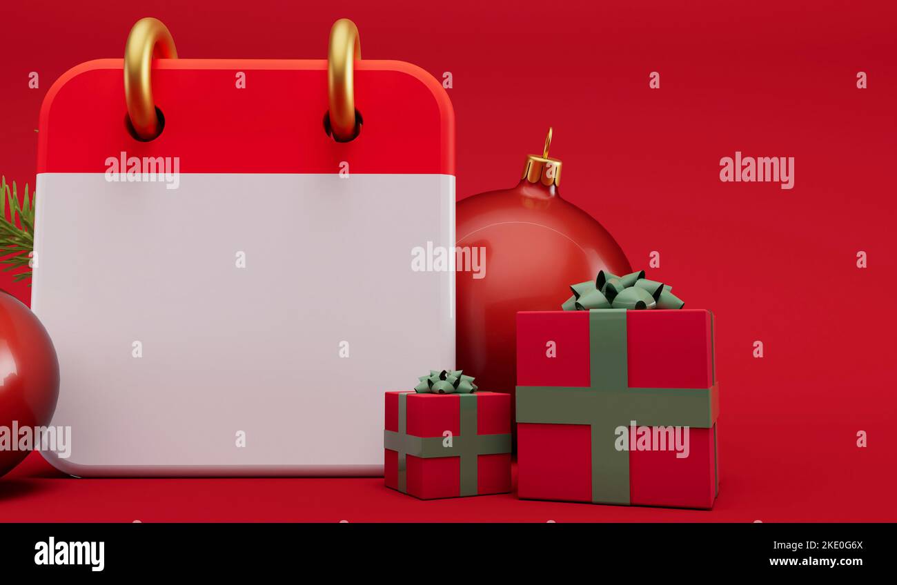 Festive blank calendar page. Advent calendar with holiday decorations ...