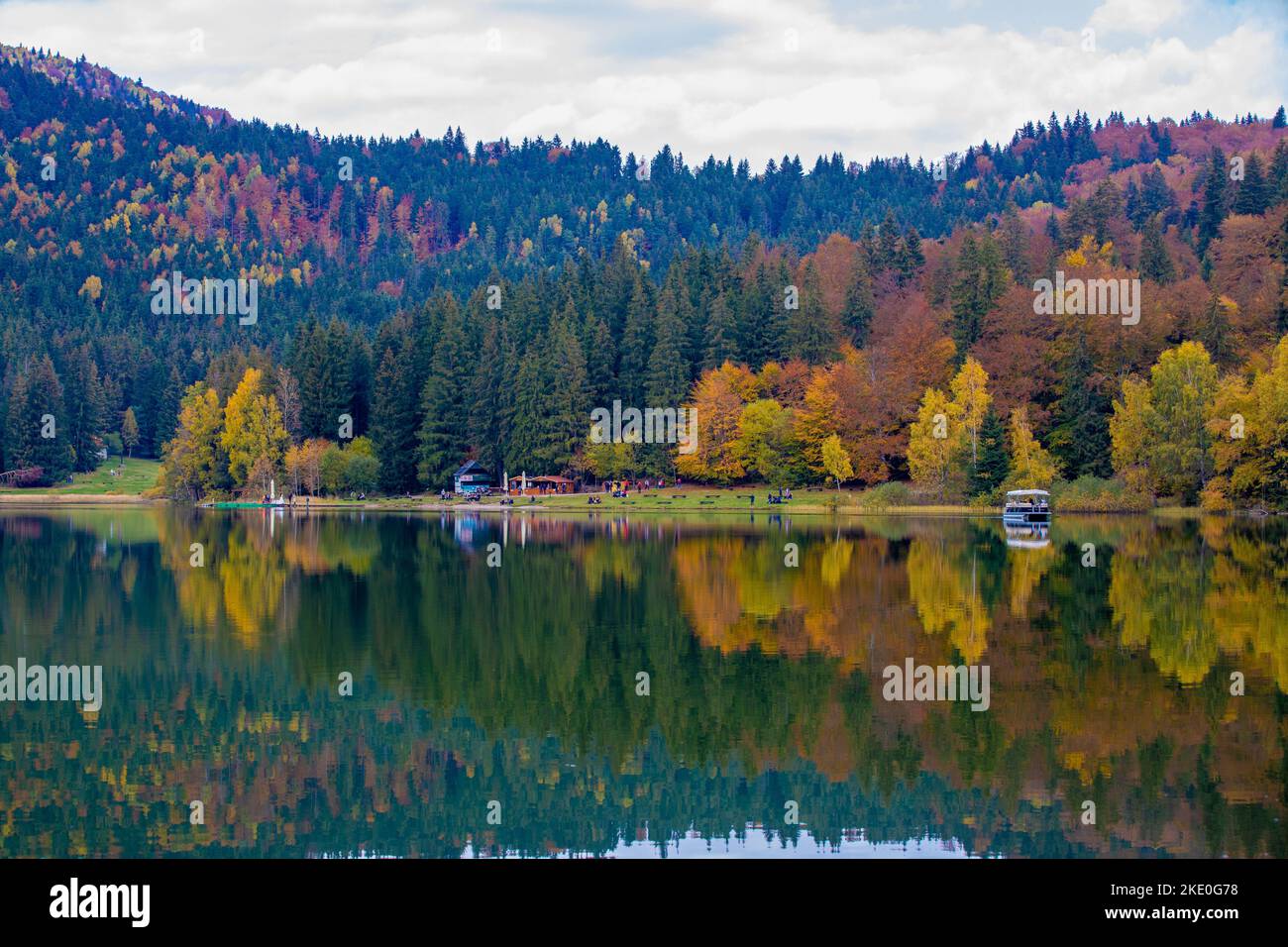 Landscape of St. Ana lake - Romania in autumn, saint Anne Stock Photo ...