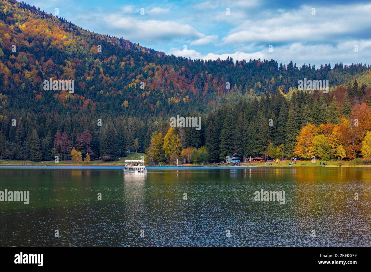 Landscape of St. Ana lake - Romania in autumn, saint Anne Stock Photo ...