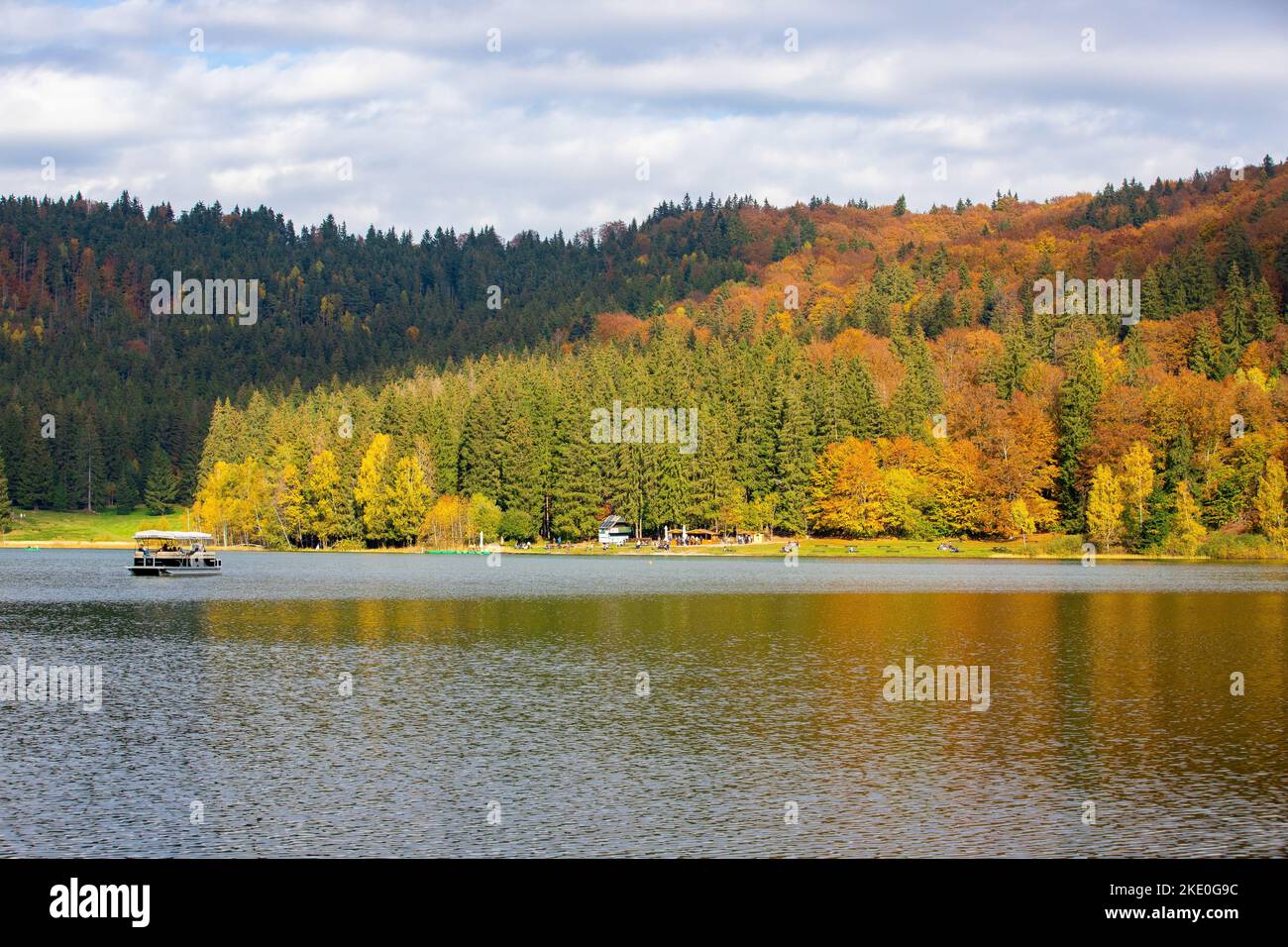 Landscape of St. Ana lake - Romania in autumn, saint Anne Stock Photo ...