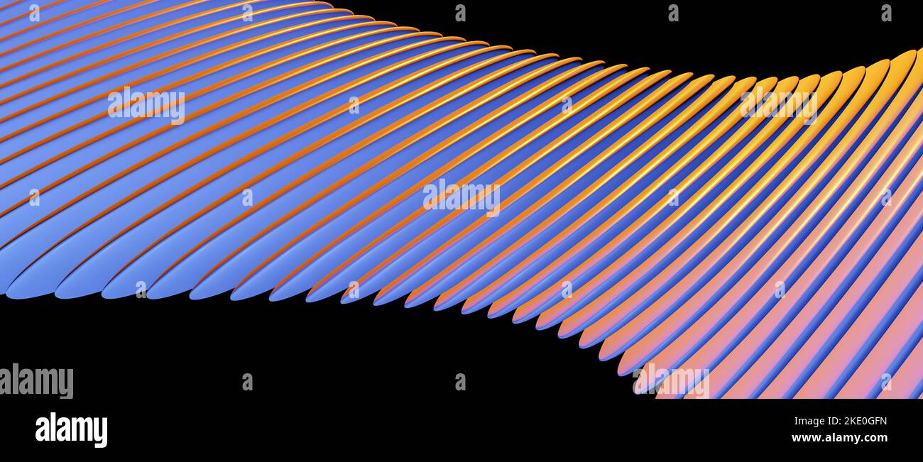 Abstract elegant blue yellow elliptical overlapping stripes, curves or ...