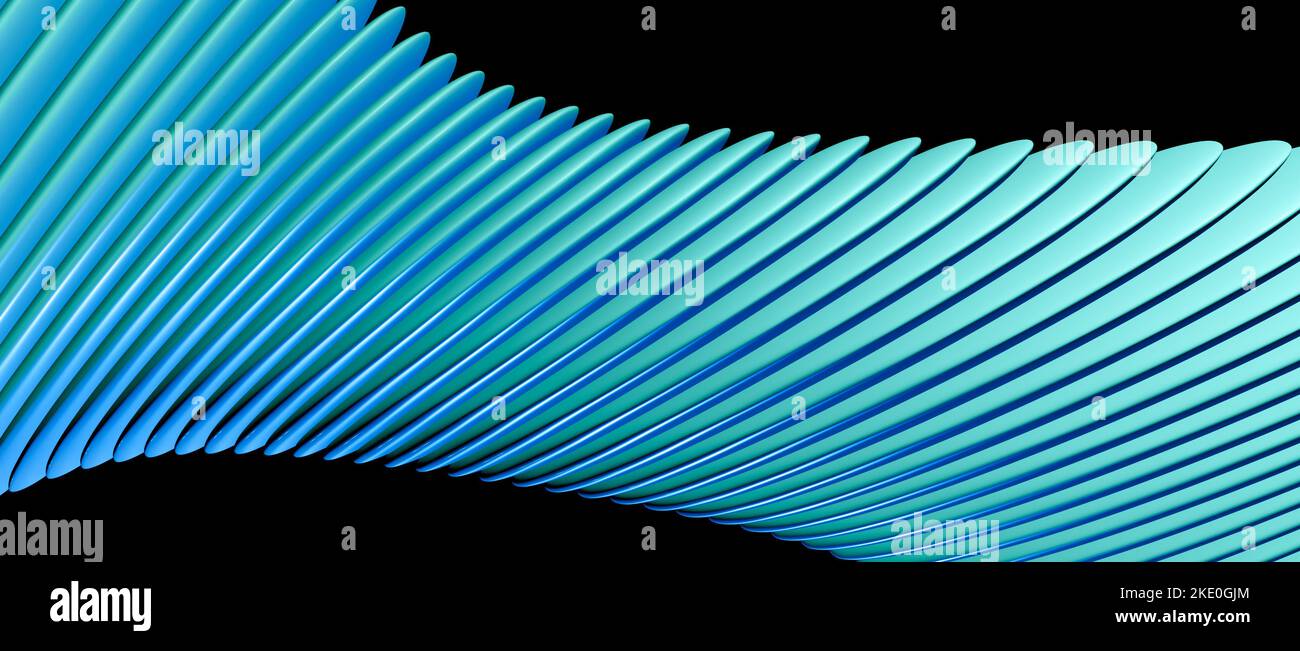 Abstract elegant blue turquoise elliptical overlapping stripes, curves ...