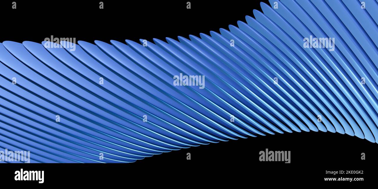 Abstract elegant blue elliptical overlapping stripes, curves or layers ...