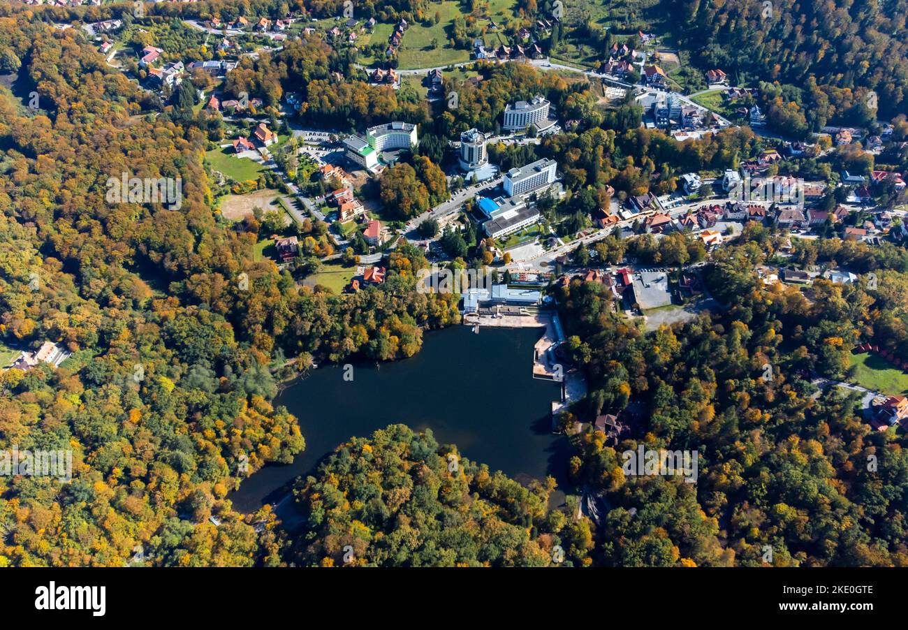Aerial view of Sovata resort - Romania in autumn Stock Photo - Alamy