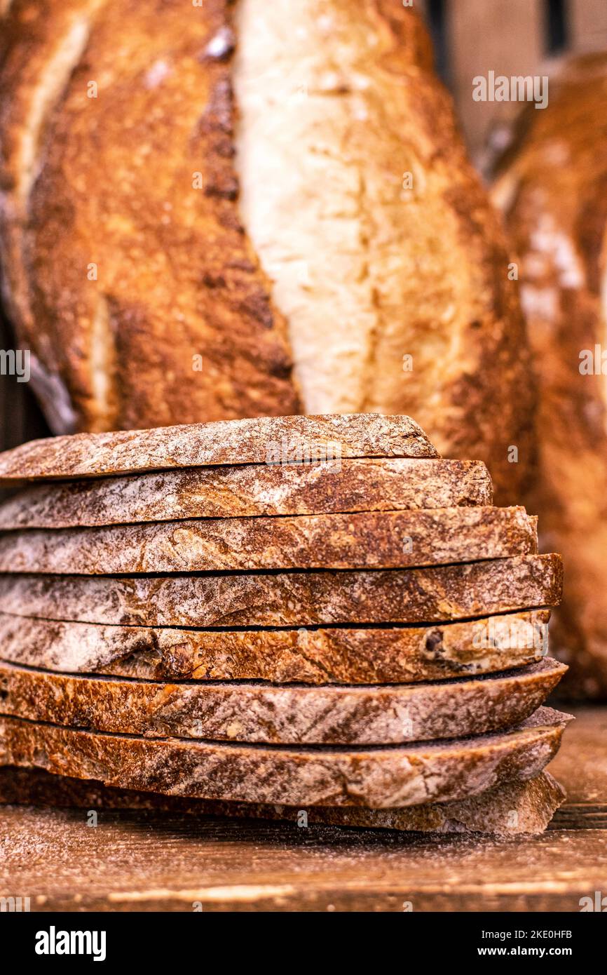 Delicious organic, healthy bread made in Serbian bakery Stock Photo - Alamy
