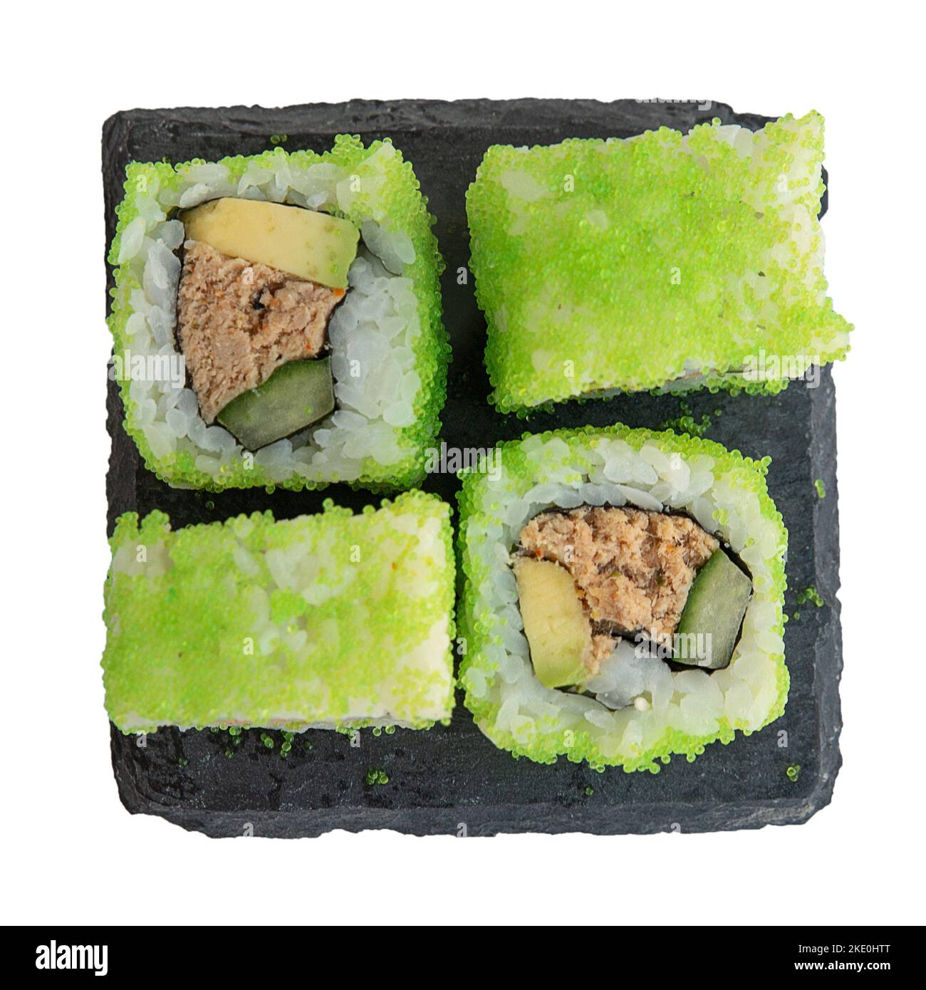 A top view of sushi rolls isolated on a white background Stock Photo ...