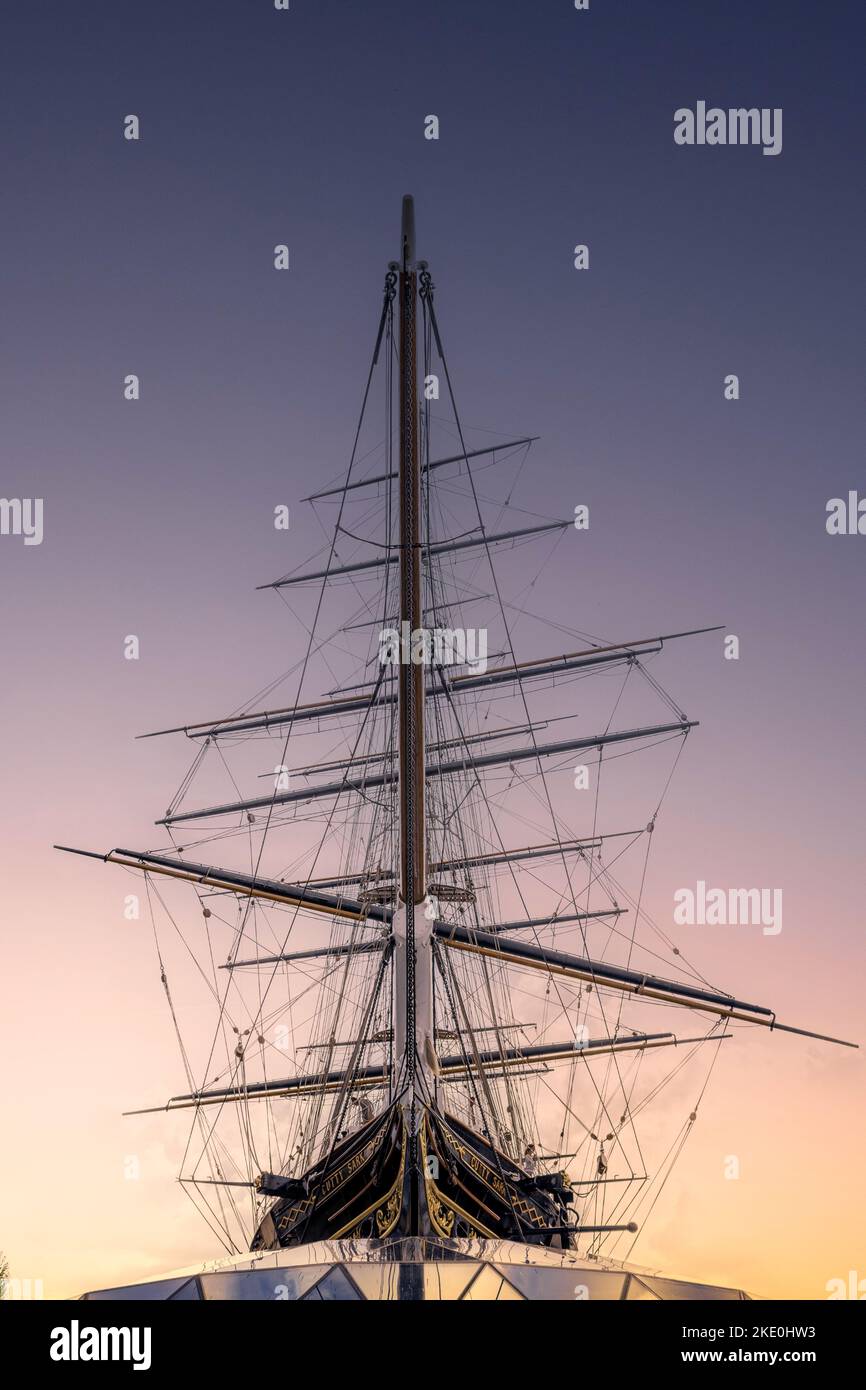 The Cutty Sark, a British clipper ship during sunset Stock Photo - Alamy