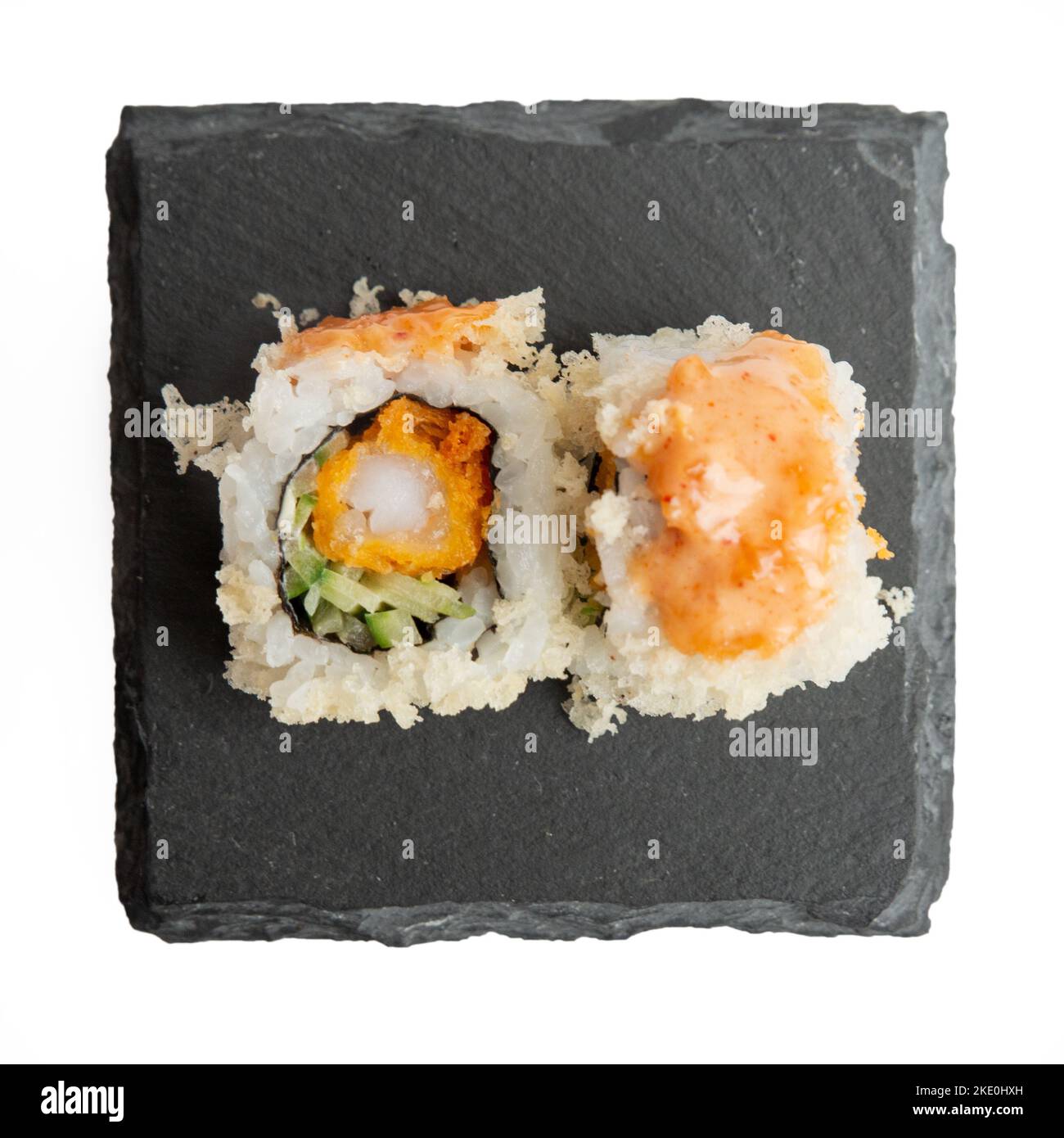 A top view of sushi rolls isolated on a white background Stock Photo ...