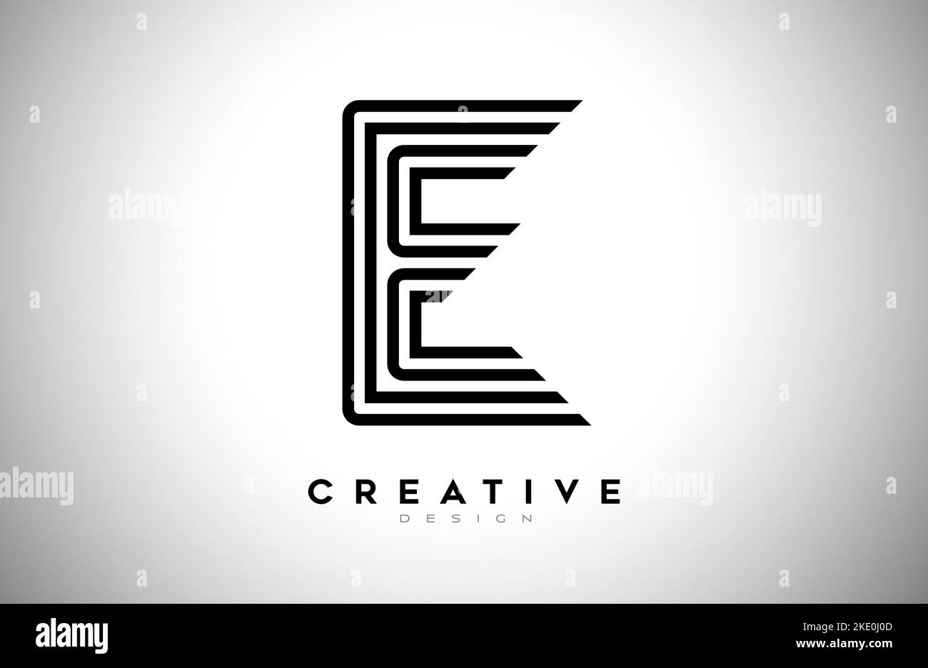 Lines Letter E Logo with Black Lines and Monogram Creative Style Design ...