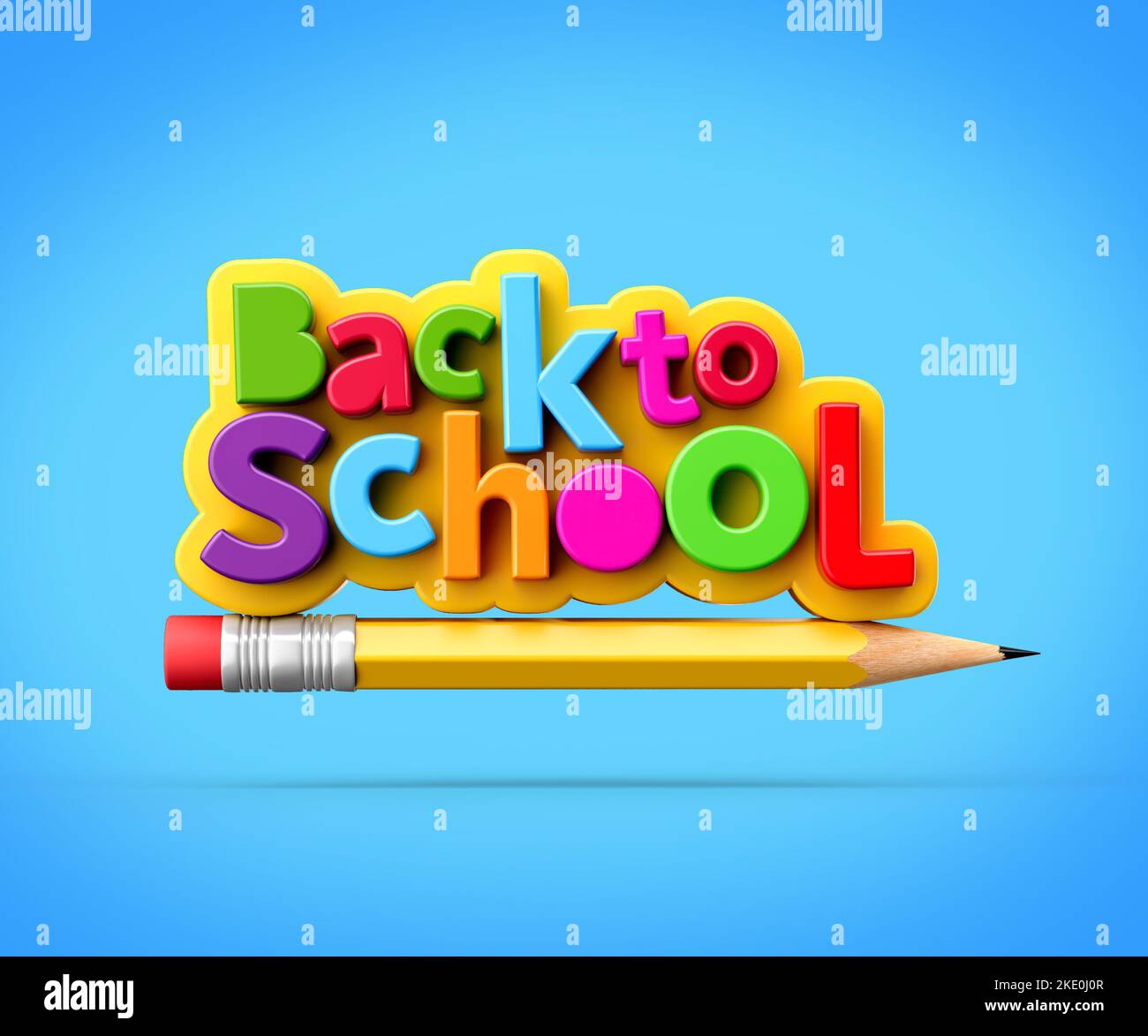 An illustration of a colorful "Back to School" signboard with a yellow ...