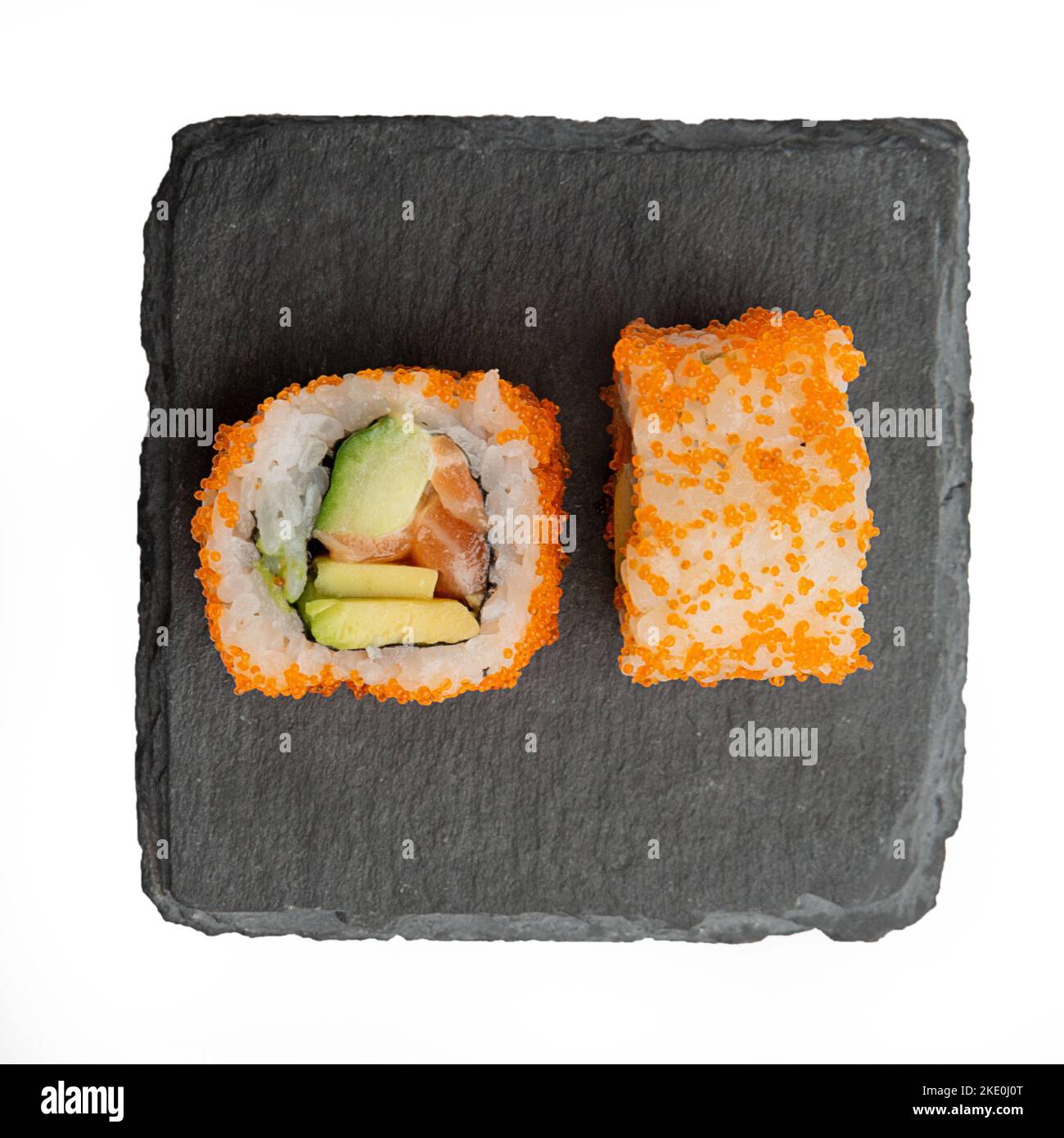 A top view of sushi rolls isolated on a white background Stock Photo ...