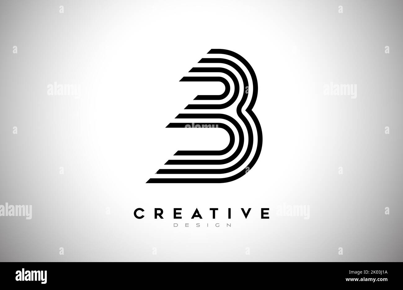 Lines Letter B Logo with Black Lines and Monogram Creative Style Design ...