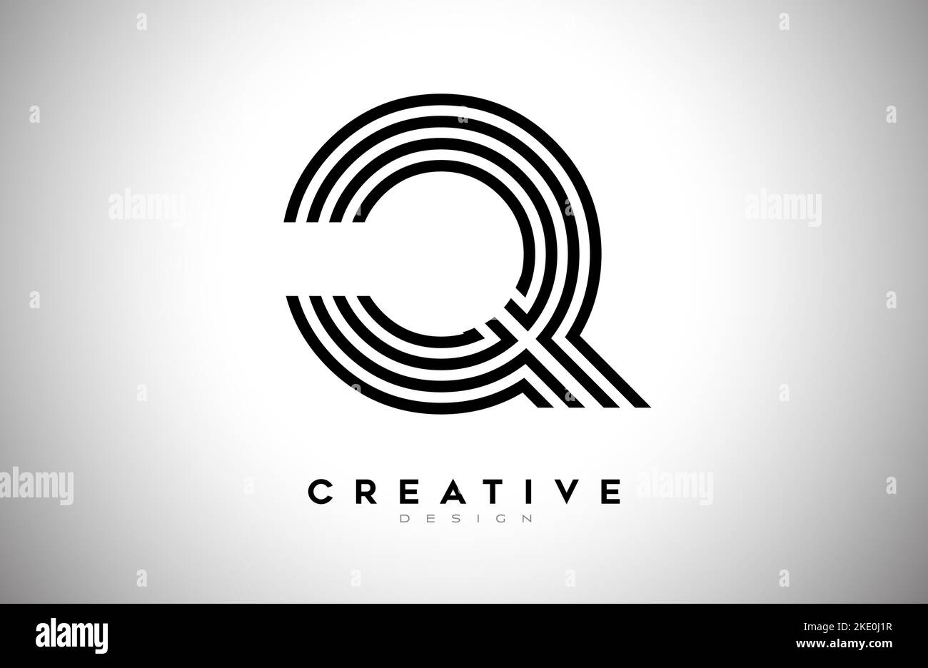 Lines Letter Q Logo with Black Lines and Monogram Creative Style Design ...