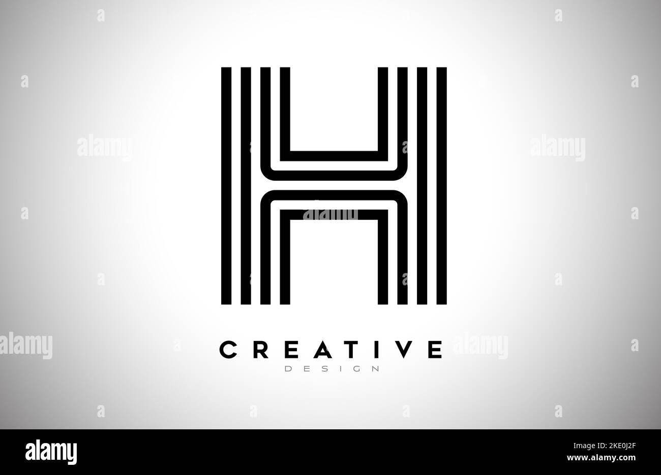 Lines Letter H Logo with Black Lines and Monogram Creative Style Design ...