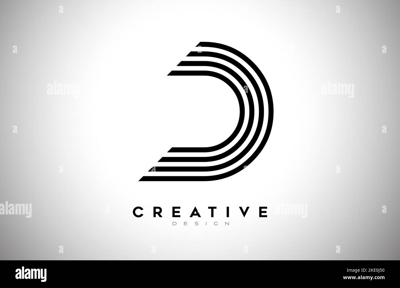 Lines Letter D Logo with Black Lines and Monogram Creative Style Design ...
