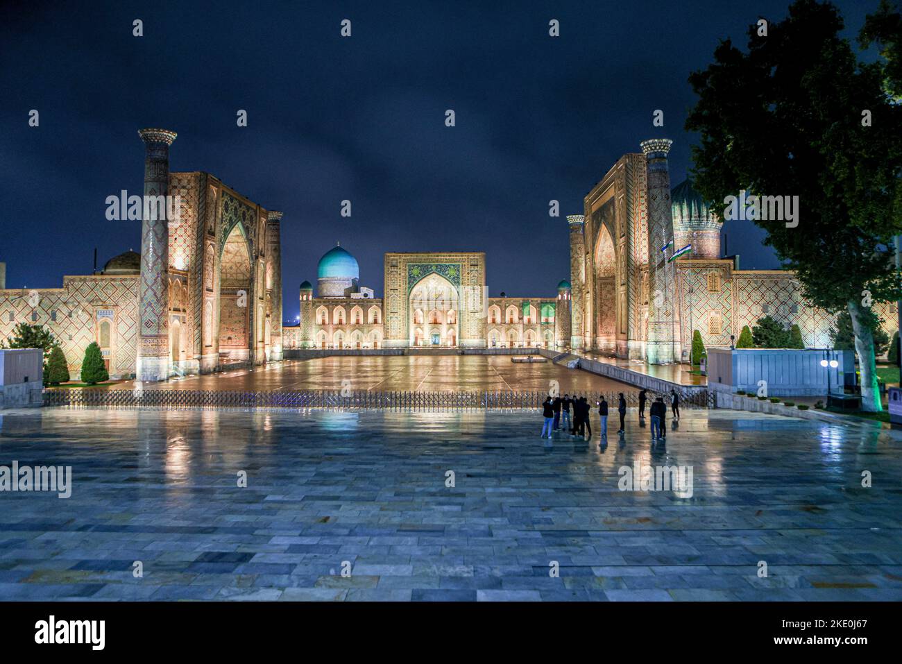 Registan Square on a rainy night Stock Photo - Alamy