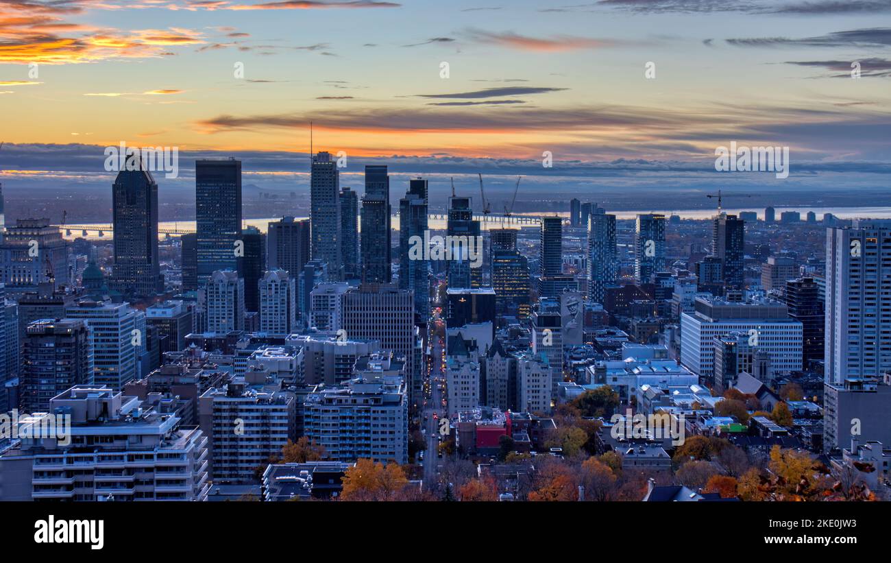 A stunning view of Montreal City from the top of Mount Royal Stock ...