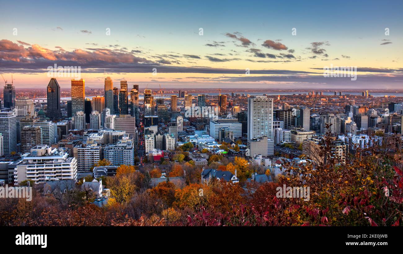 A stunning view of Montreal City from the top of Mount Royal Stock ...