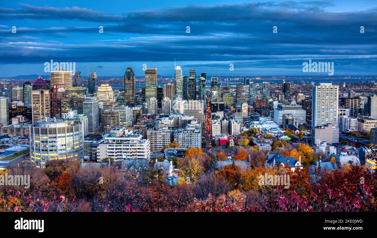 A stunning view of Montreal City from the top of Mount Royal Stock ...