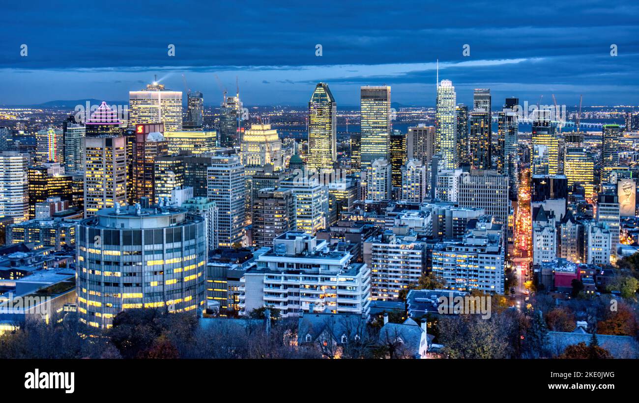 A stunning view of Montreal City from the top of Mount Royal Stock ...