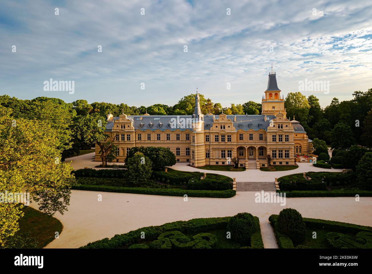 Wenckheim castle in Szabadkigyos village Hungary. German neo ...